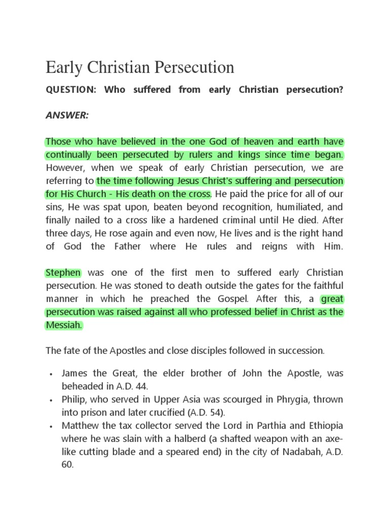 Early Christian Persecution | PDF | History