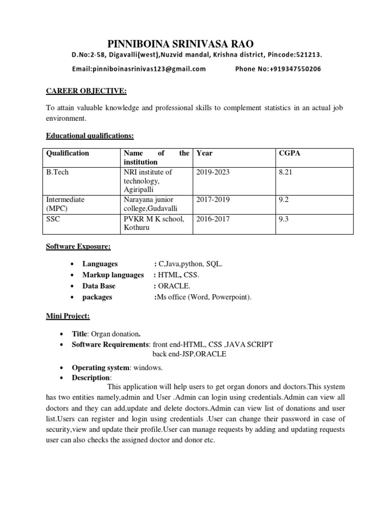 Pinniboina Srinivas | PDF | User (Computing) | Databases