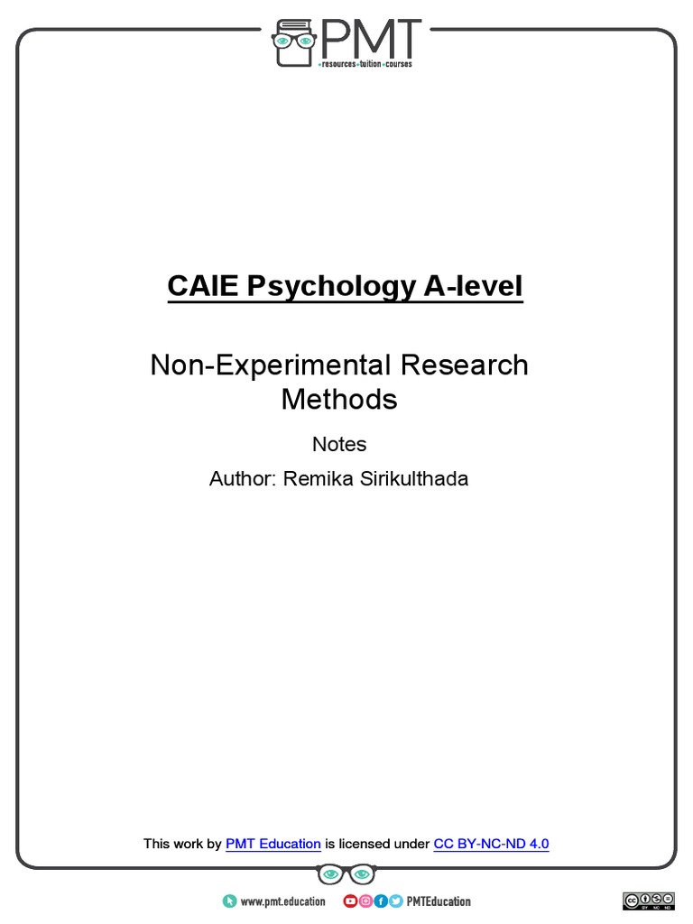 Non-Experimental Research Methods | PDF