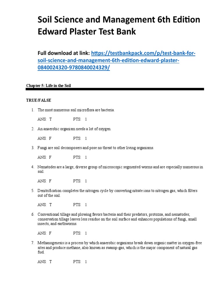 Soil Science and Management 6th Edition Edward Plaster Test Bank 1 ...