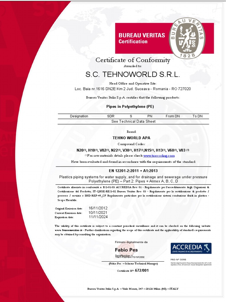 Certificate of Conformity for TEHNOWORLD | PDF | Amorphous Solid ...