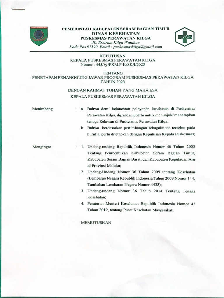 SK Pemegang Program Tahun 2023 | PDF