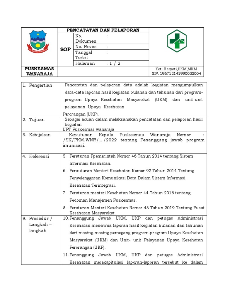 4.3.1.g SOP PENCATATAN DAN PELAPORAN | PDF | Pengelolaan Keuangan ...