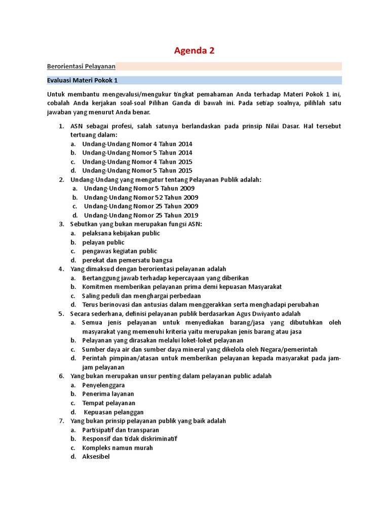 Evaluasi Pemahaman Pelayanan Publik | PDF | Karier & Perkembangan | Bisnis