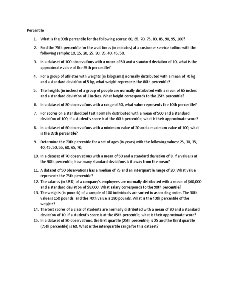 Percentile Calculations and Examples | PDF