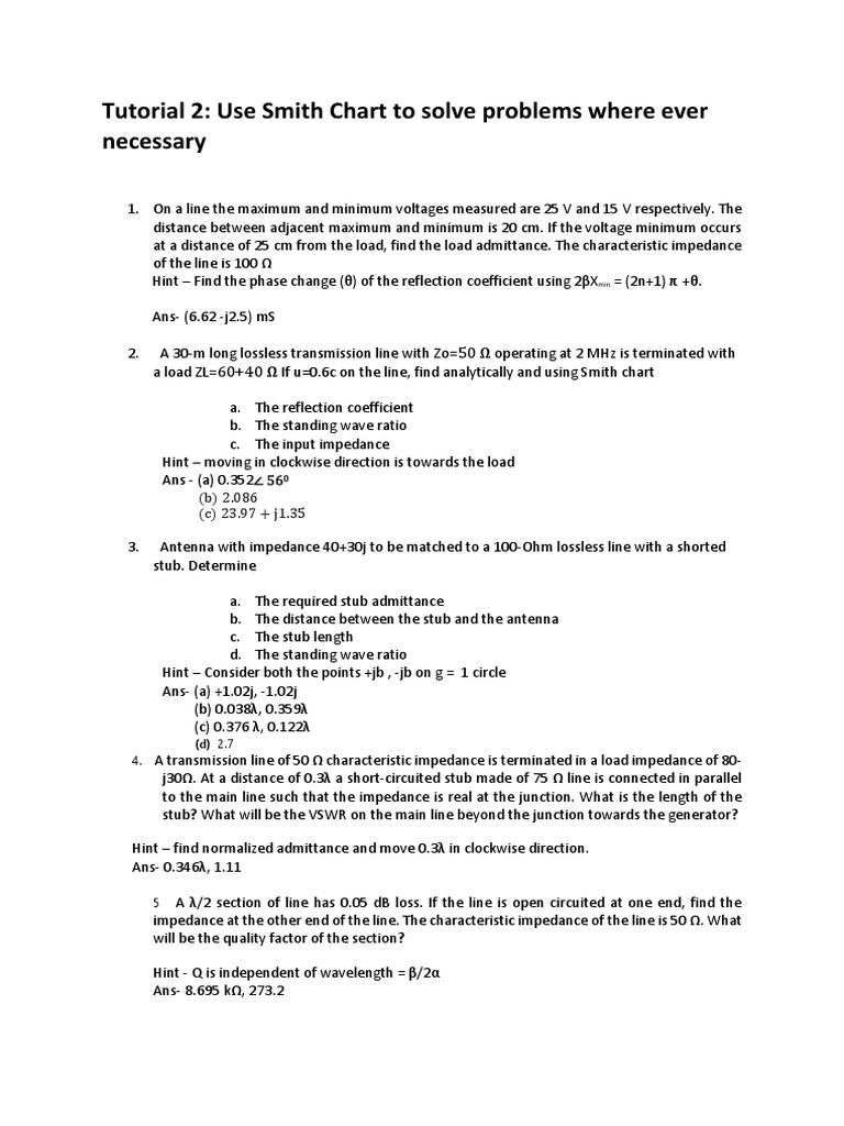 Tutorial 2 Ee 301 | PDF | Transmission Line | Physical Quantities