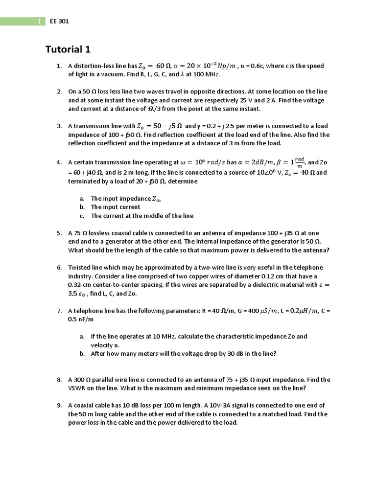 Ee301 Assignment 1 Pdf