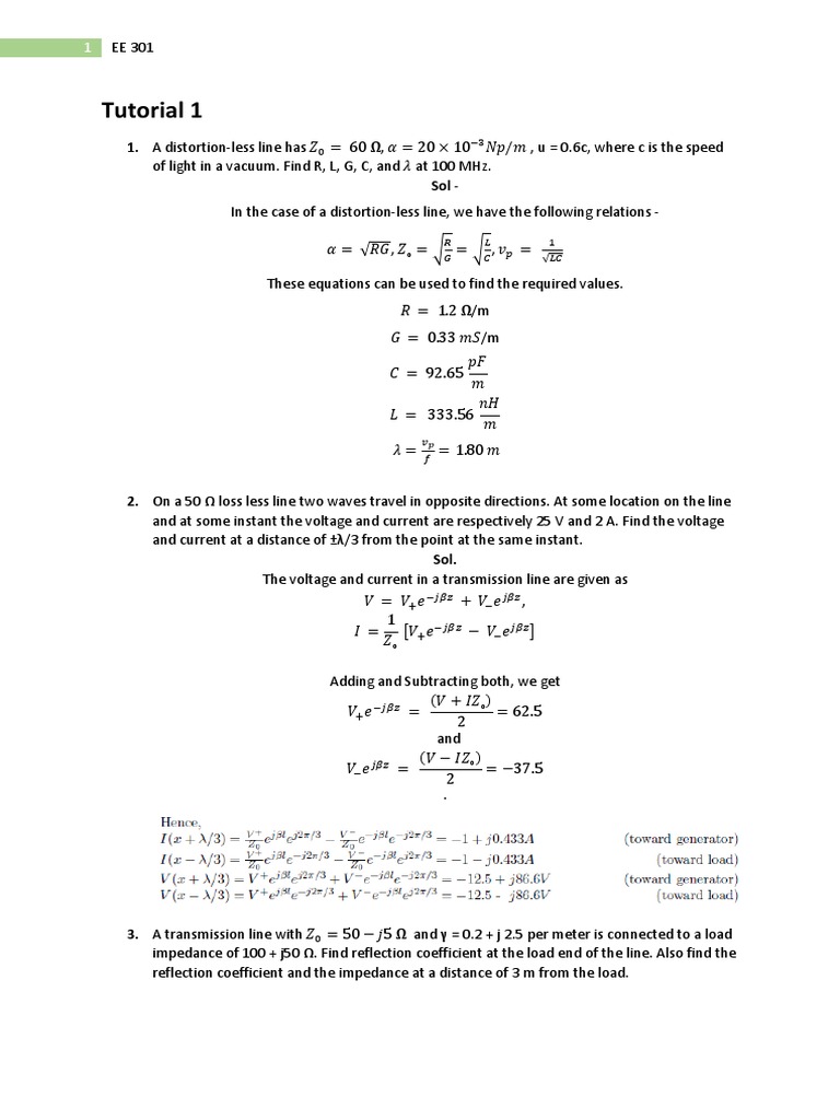 Tutorial1 Solutions | PDF