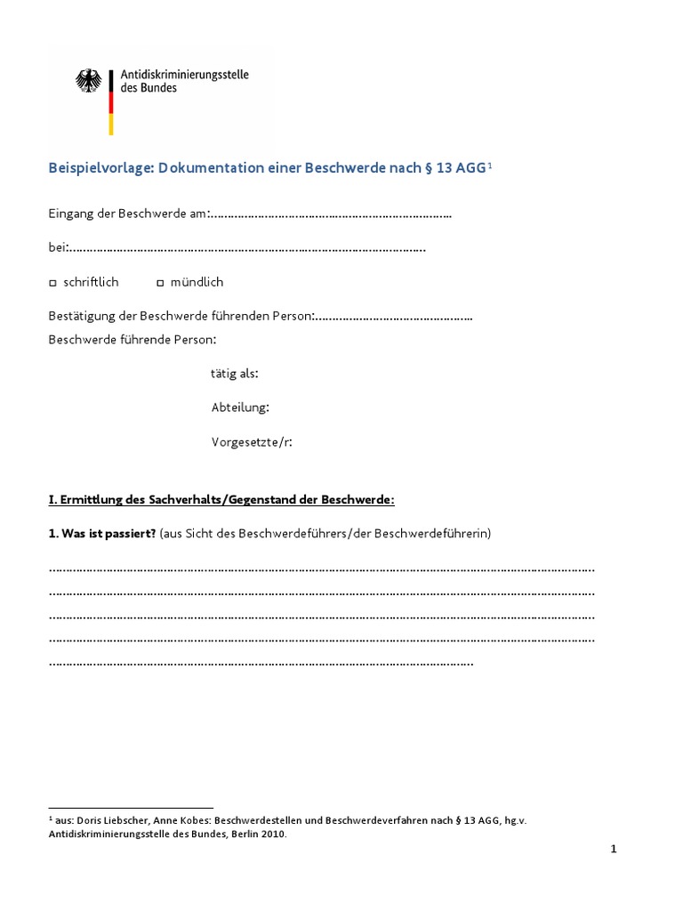 Beispiel Vorlage Dokumentation Einer Beschwerde | PDF