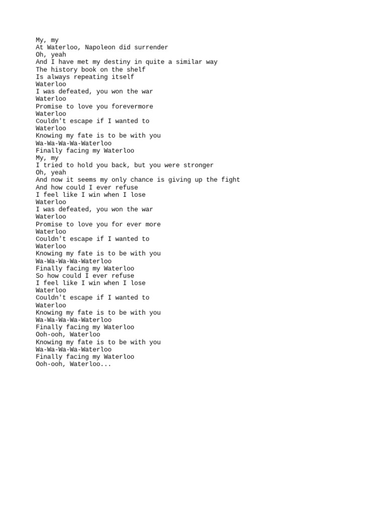 Waterloo Lyrics | PDF