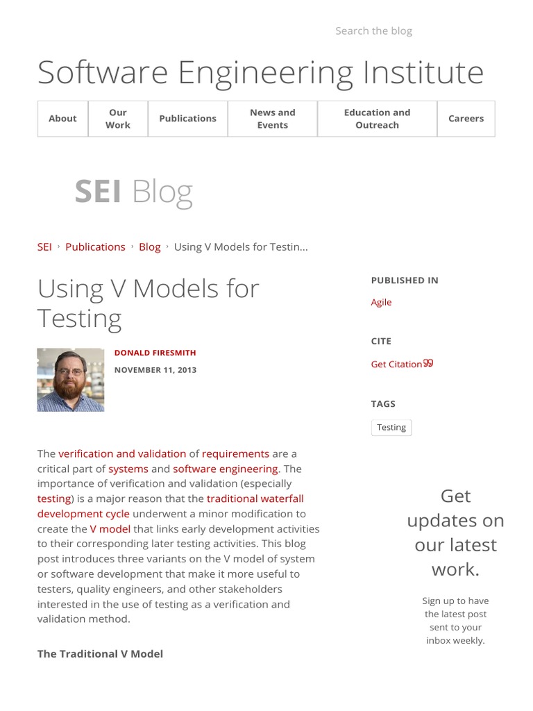 Using V Models For Testing, Firesmith 2013 | PDF | Technology & Engineering