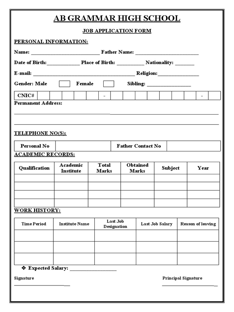 JOB FORM | PDF