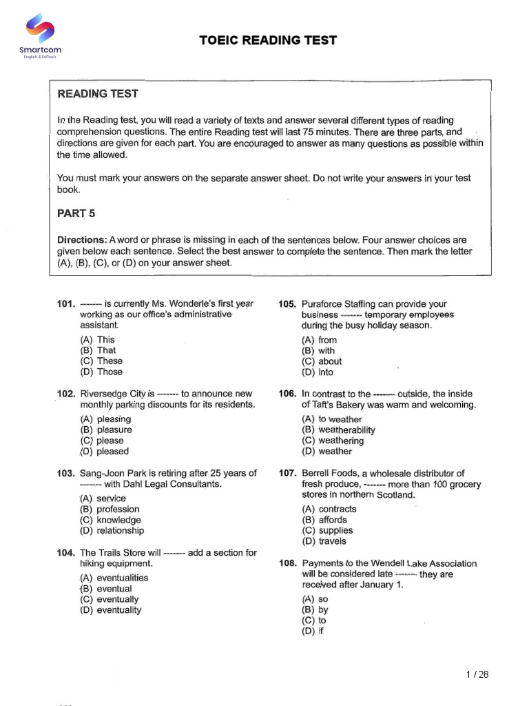 Toeic Reading | PDF