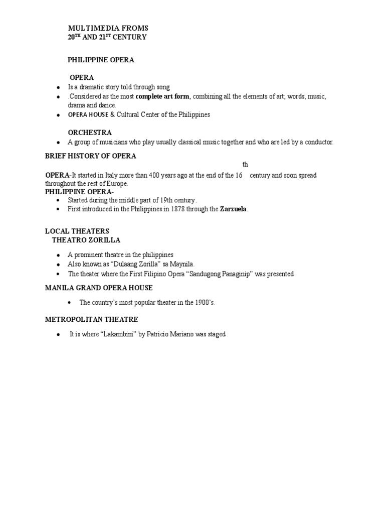Philippine Opera | PDF | Philippines | Opera