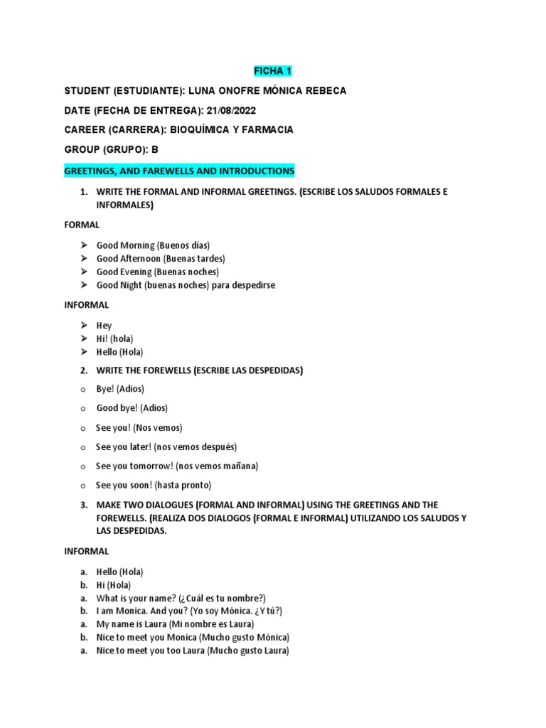 Greetings, and Farewells and Introductions. | PDF