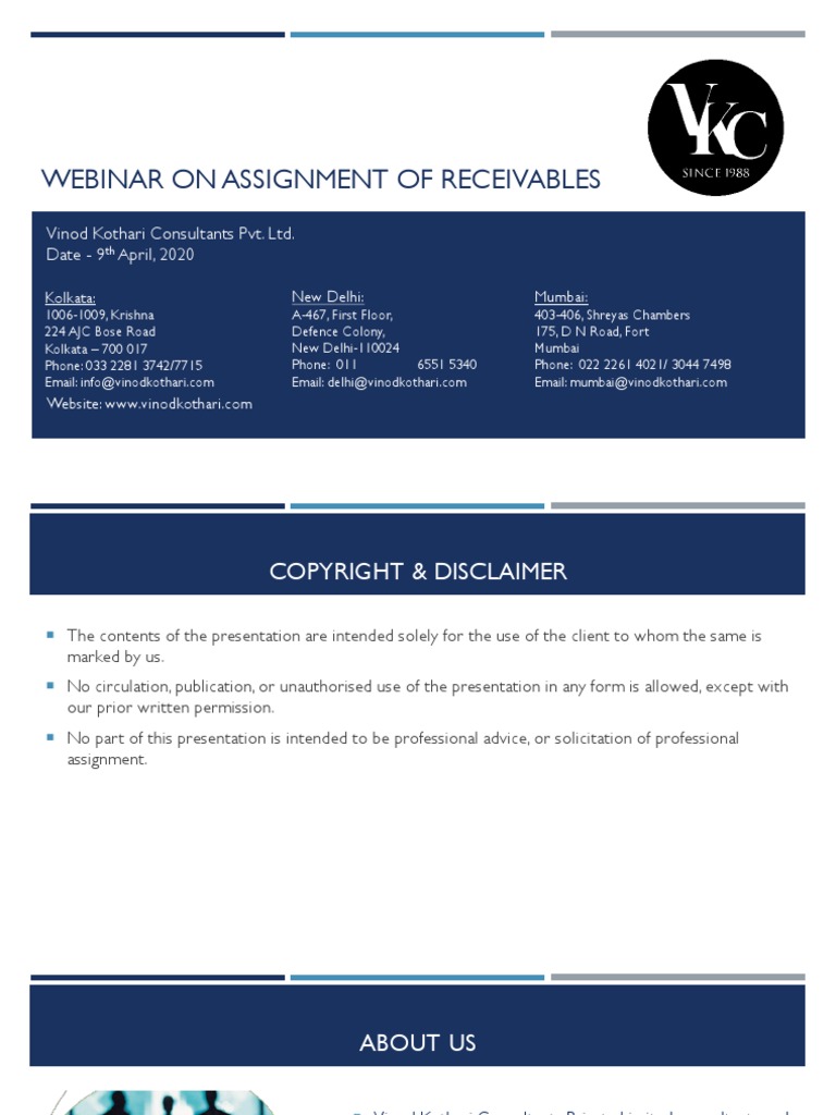 Webinar On Assignment of Receivables 2 | PDF | Business | Finance ...