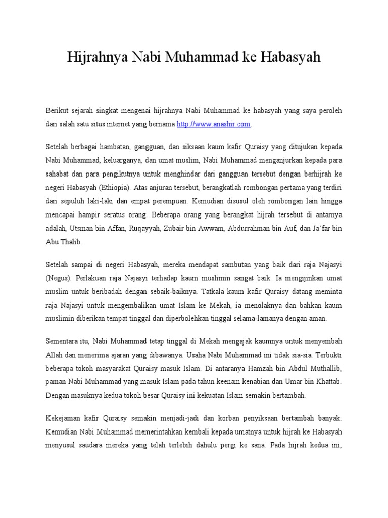 Sejarah Hijrah Nabi ke Habasyah | PDF | Perjalanan | Sejarah
