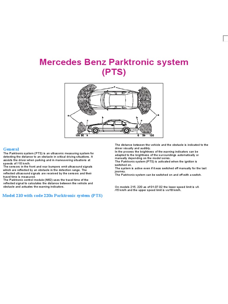 Mercedes Benz Parktronic System-1 | PDF
