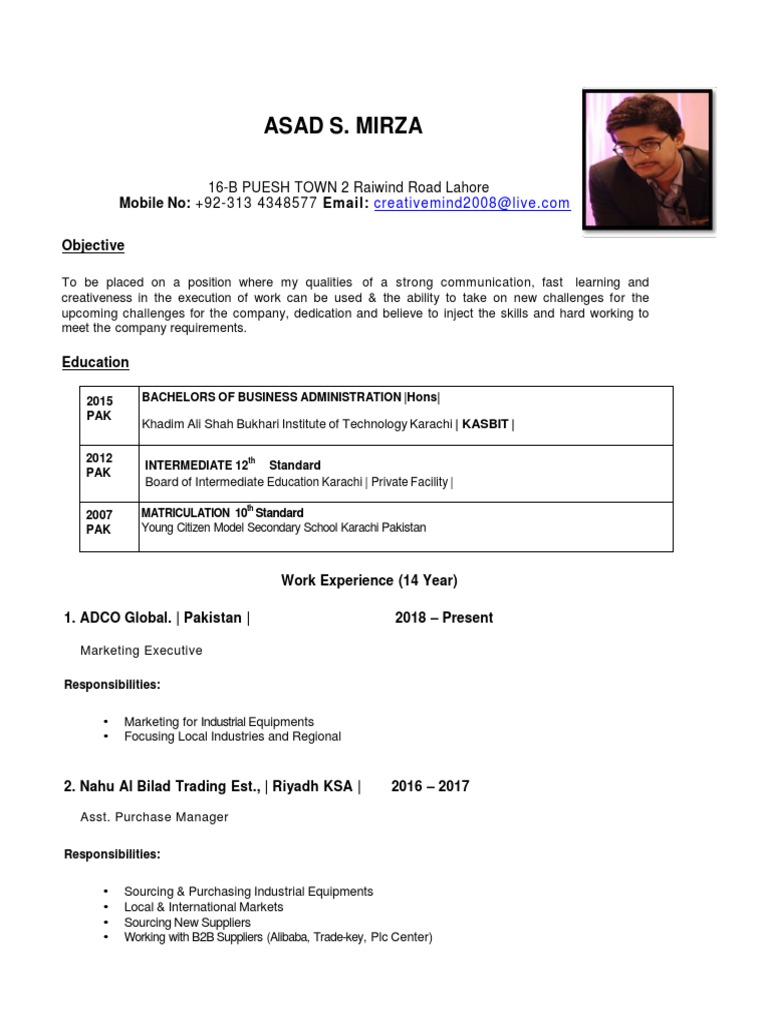 Asad S Mirza CV | PDF