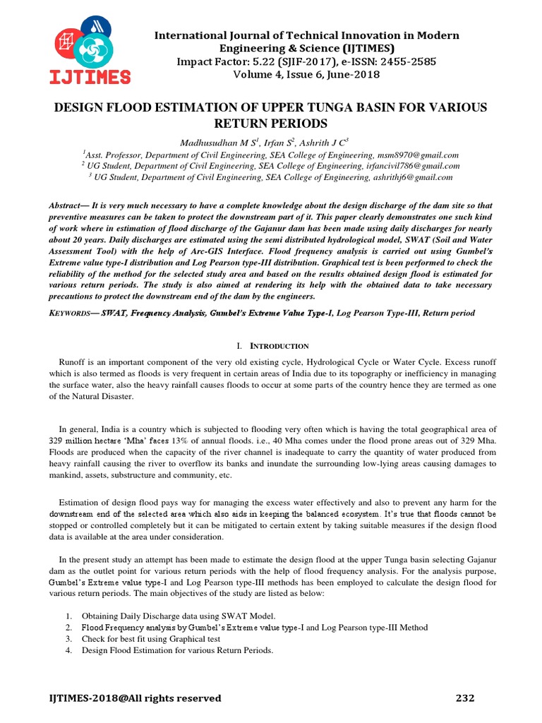 6.upper Tunga - Design Flood - IJTIMES | PDF