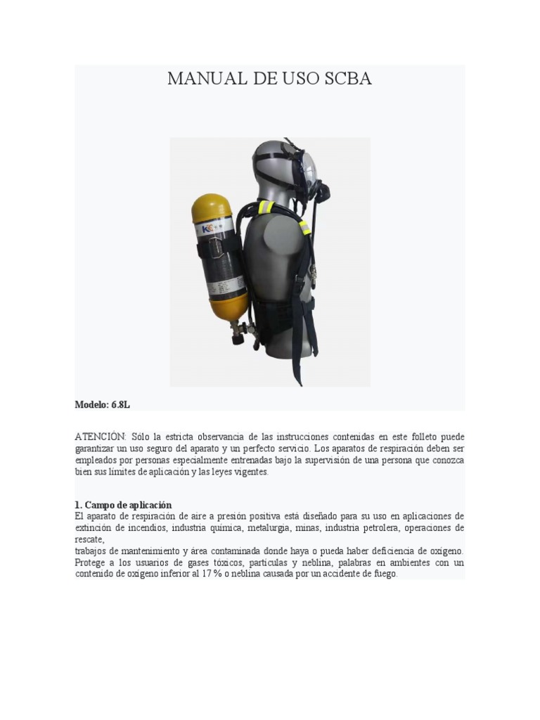 Manual de Uso Scba | Descargar gratis PDF | Presión | Oxígeno