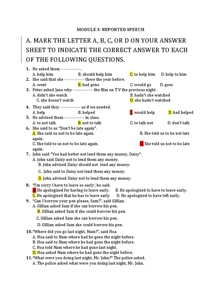 Module 3 - Reported Speech | PDF
