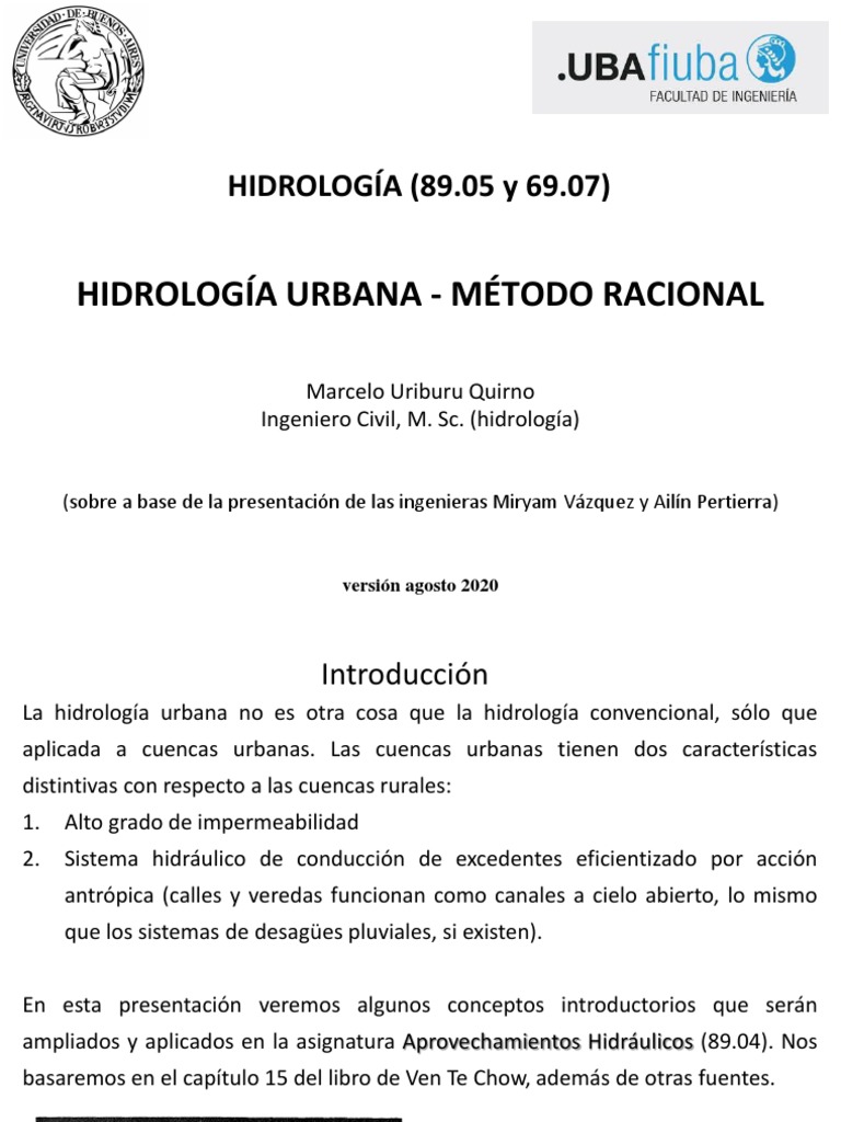 Hidr. Urb. - MR | PDF | Hidrología | Lluvia