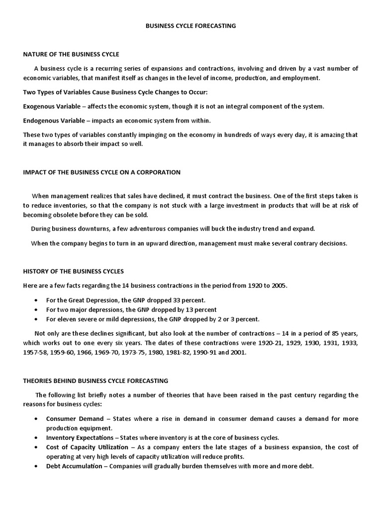 7 Business Cycle Forecasting | PDF