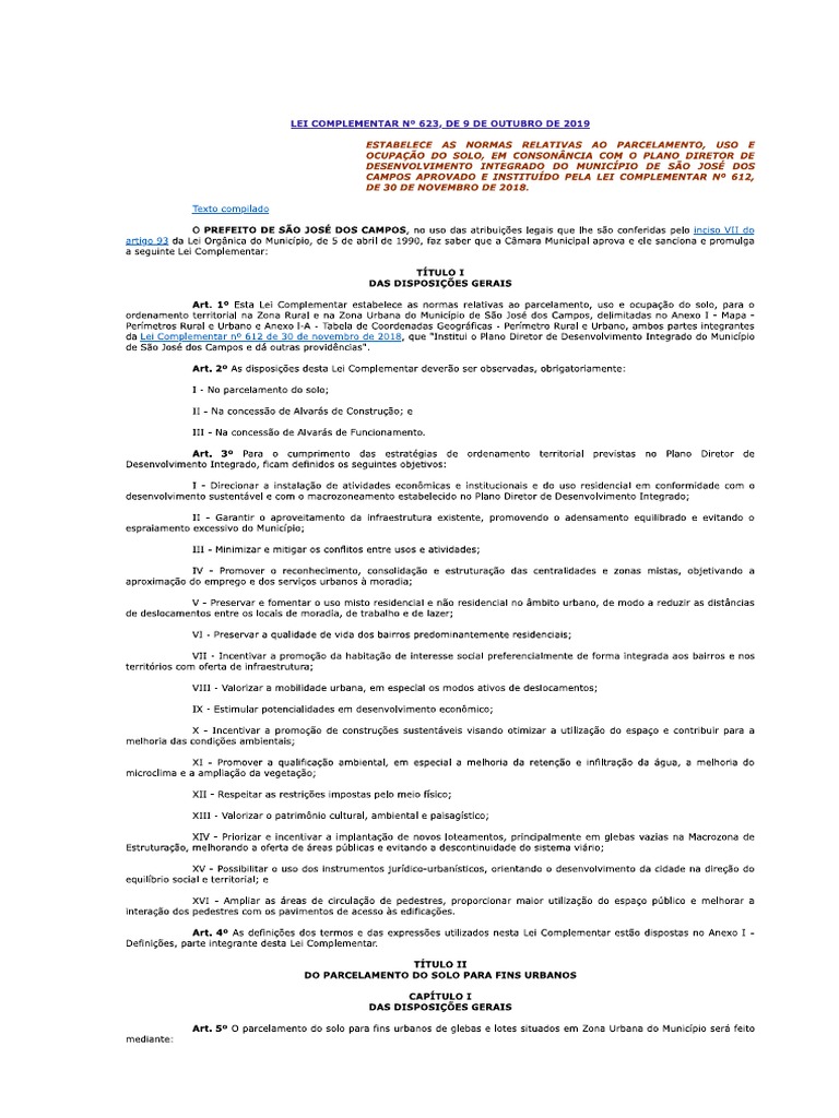 Lei Complementar 623 - 2019 | PDF