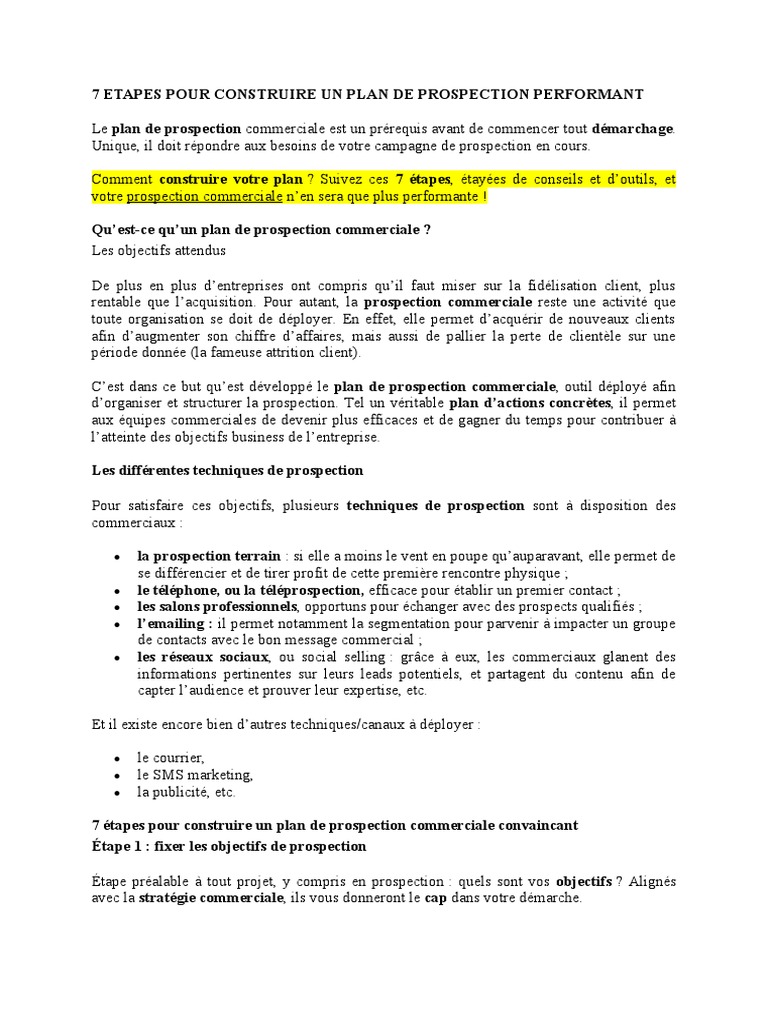7 Etapes Pour Construire Un Plan de Prospection Performant | PDF | Business