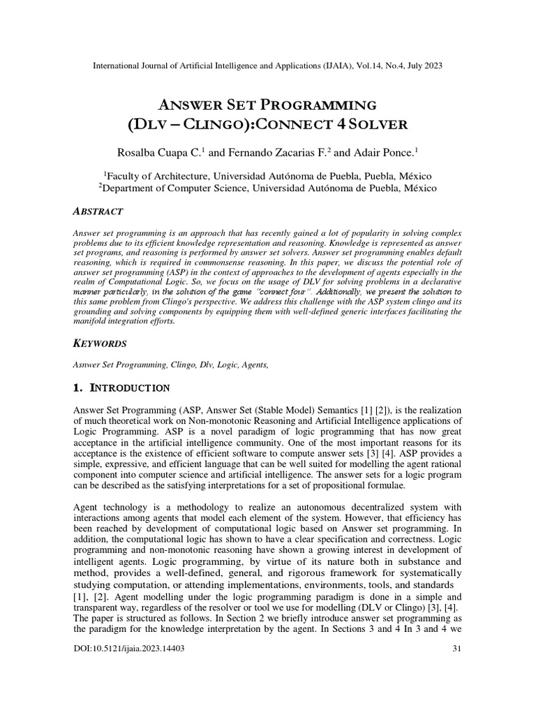 AI Game Solver with ASP | PDF | Computer Programming | Theoretical Computer Science