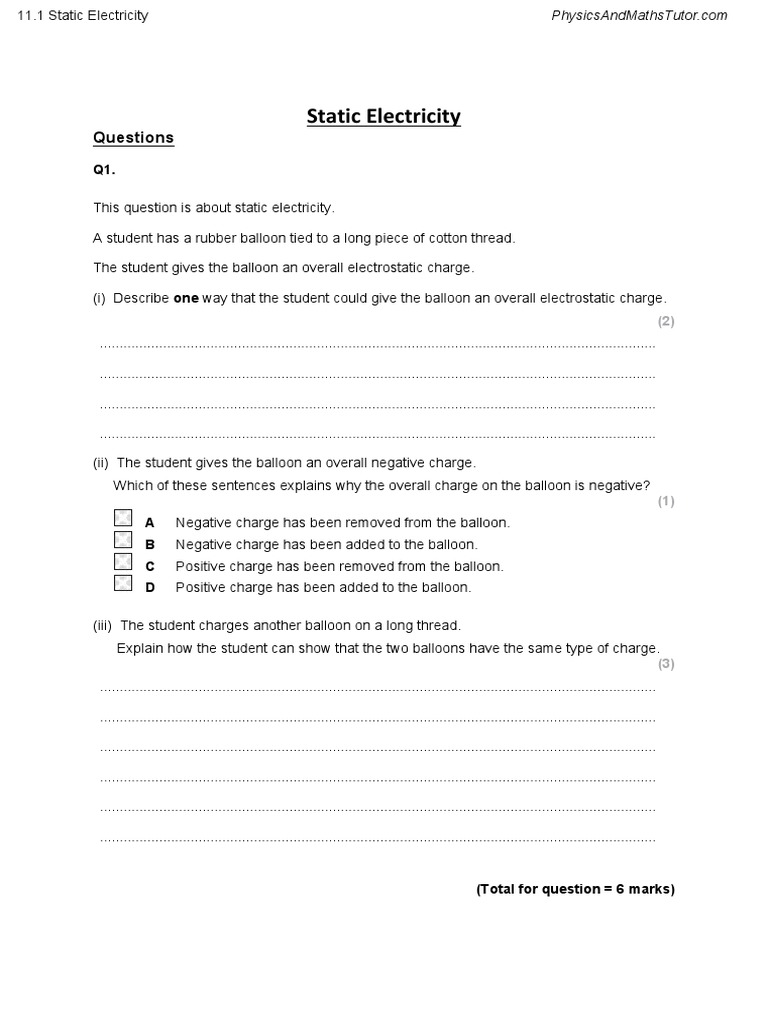 11.1 Static Electricity | PDF