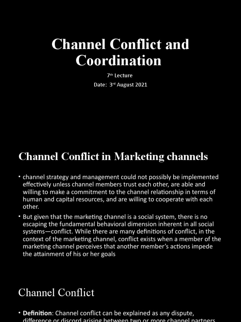 Lecture 7 - Channel Conflict and Coordination | PDF | Retail | Marketing
