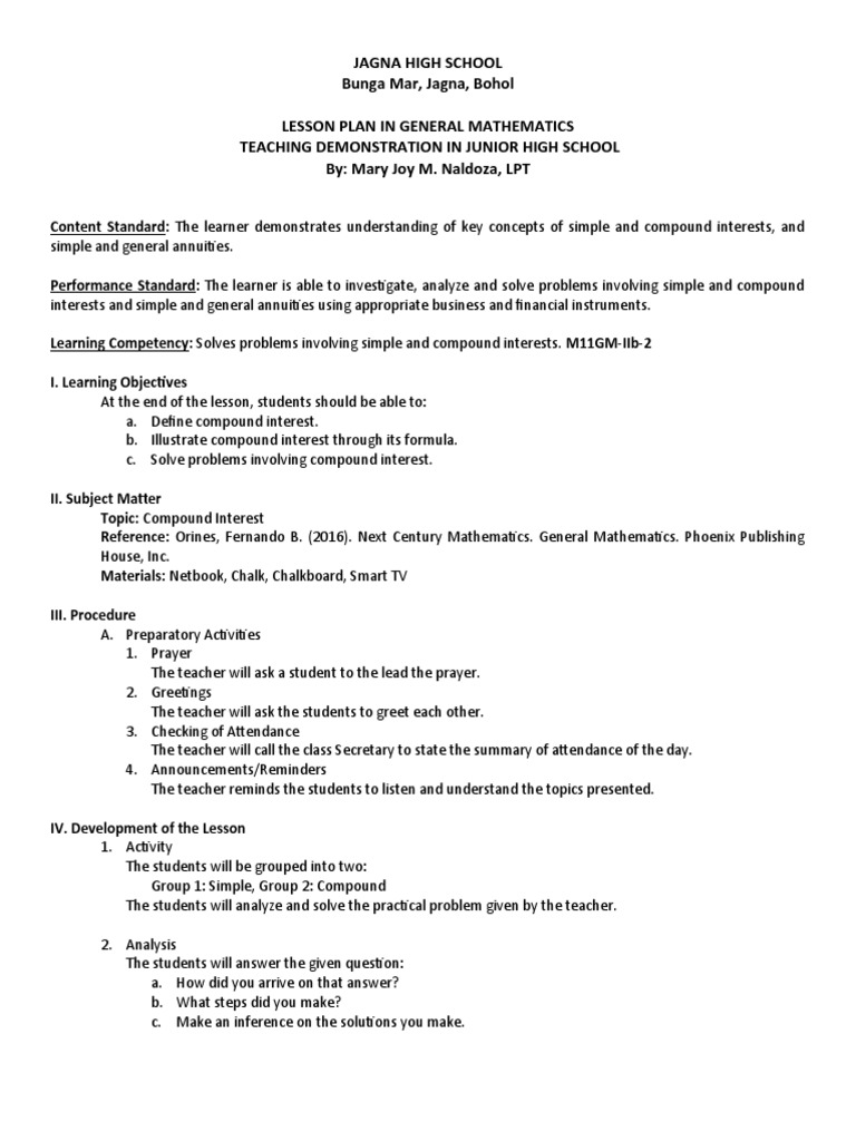 SHS Teaching Demo Lesson Plan | PDF