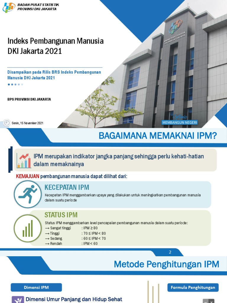 Disampaikan Pada Rilis BRS Indeks Pembangunan Manusia DKI Jakarta 2021 | PDF