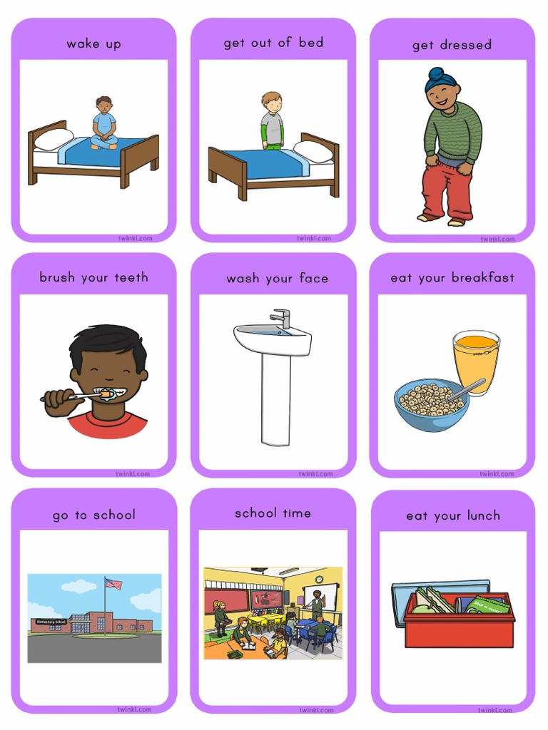 Daily Routine Boys Cards English Ver - 5 | PDF