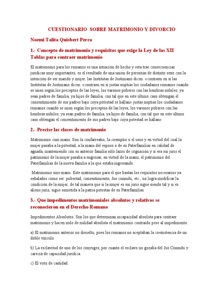 Cuestionario Sobre Matrimonio y Divorcio | PDF | Divorcio | Matrimonio Cuestionario Sobre Matrimonio y Divorcio | PDF | Divorcio | Matrimonio