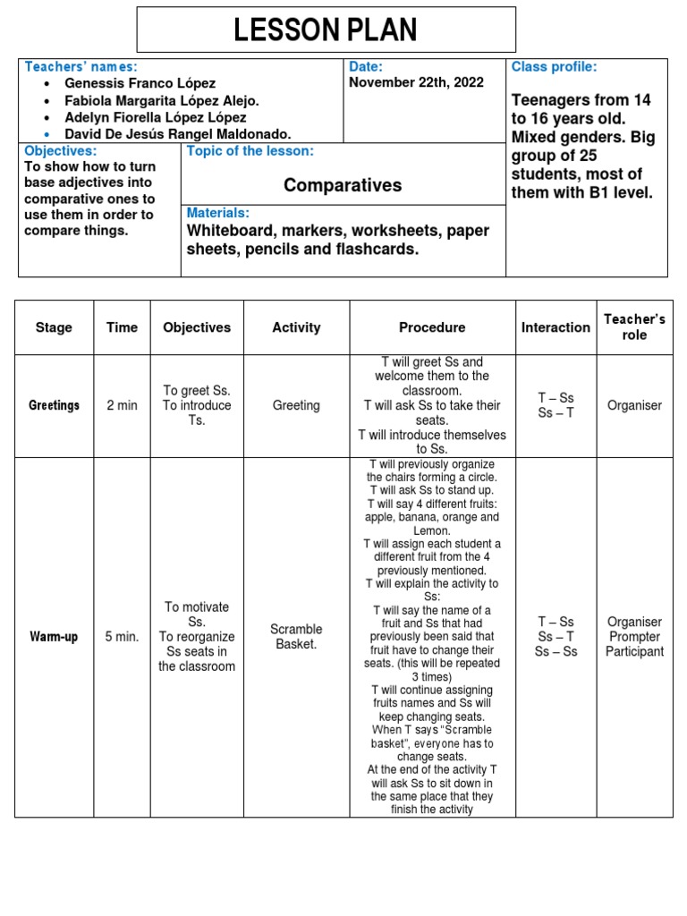 Writing Lesson Plan | PDF