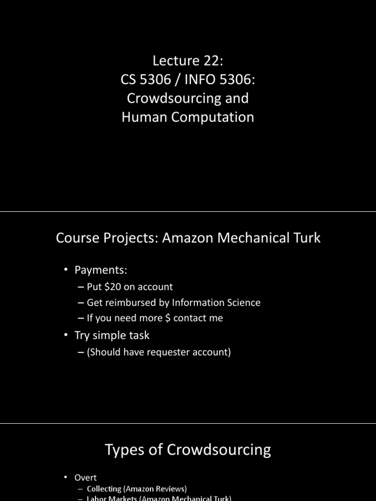 Lecture 22 | PDF | Crowdsourcing | Information Science