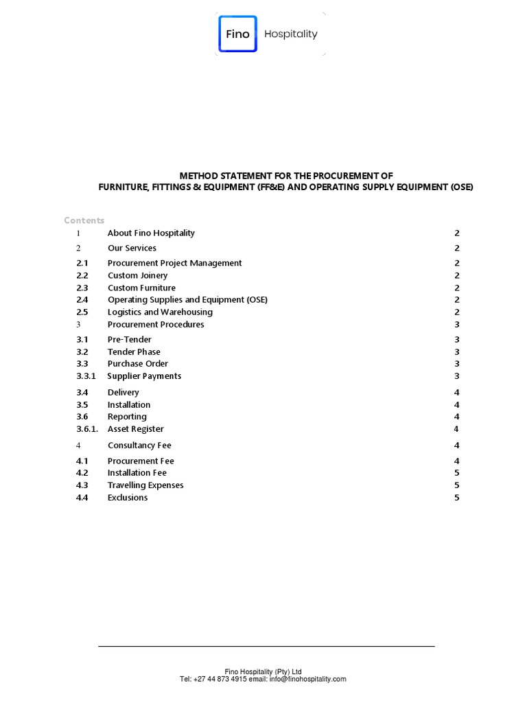 FH Method Statement For Procurement Services | PDF | Procurement | Logistics