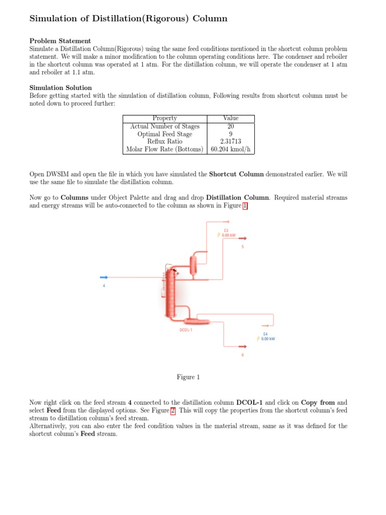 Distillation Column Simulation | PDF