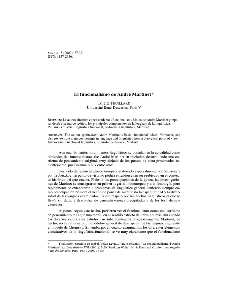 El Funcionalismo de Andre Martinet | PDF | Sintaxis | Asunto (gramática)