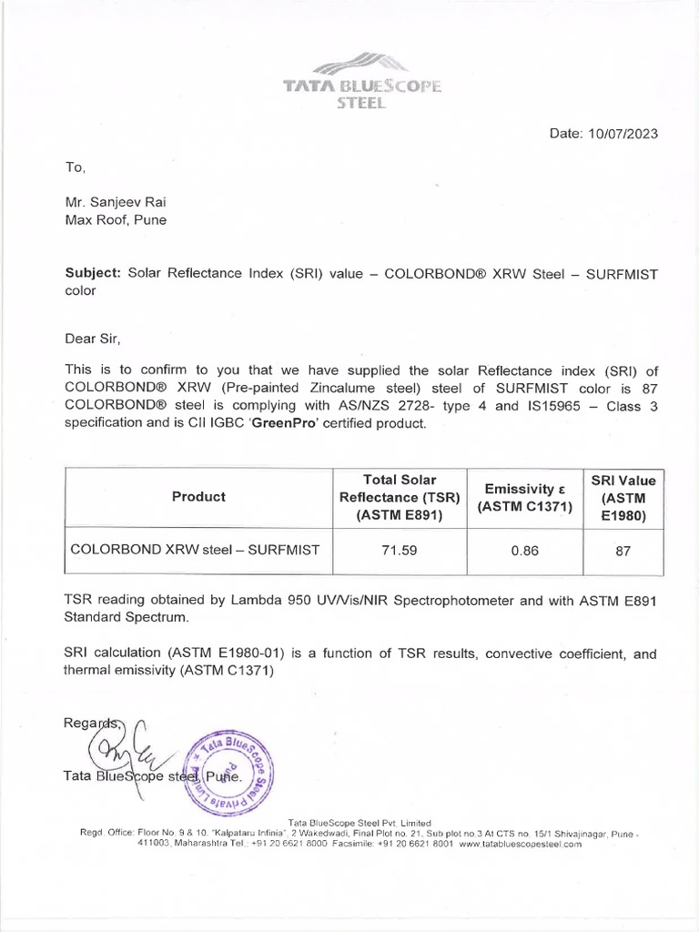 Maxroof - Tata Bluescope SRI Value | PDF