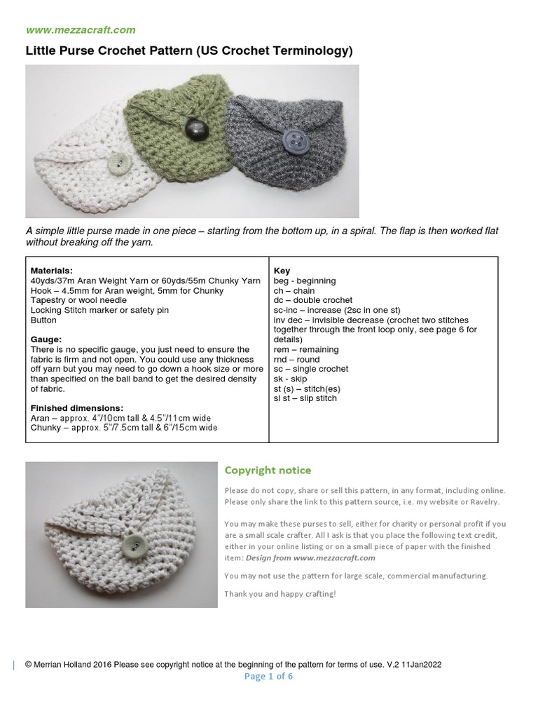 Coin+Purse+with+Button (NOT MINE) | PDF | Crochet | Surgical Suture