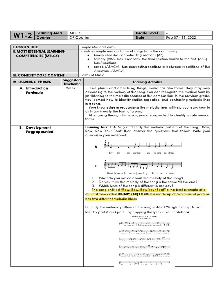 Simple Musical Forms for Grade 6 | PDF | Musical Forms | Elements Of Music