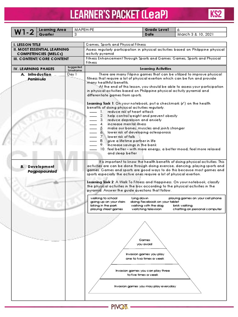 PE Grade 6 Quarter 3 | PDF