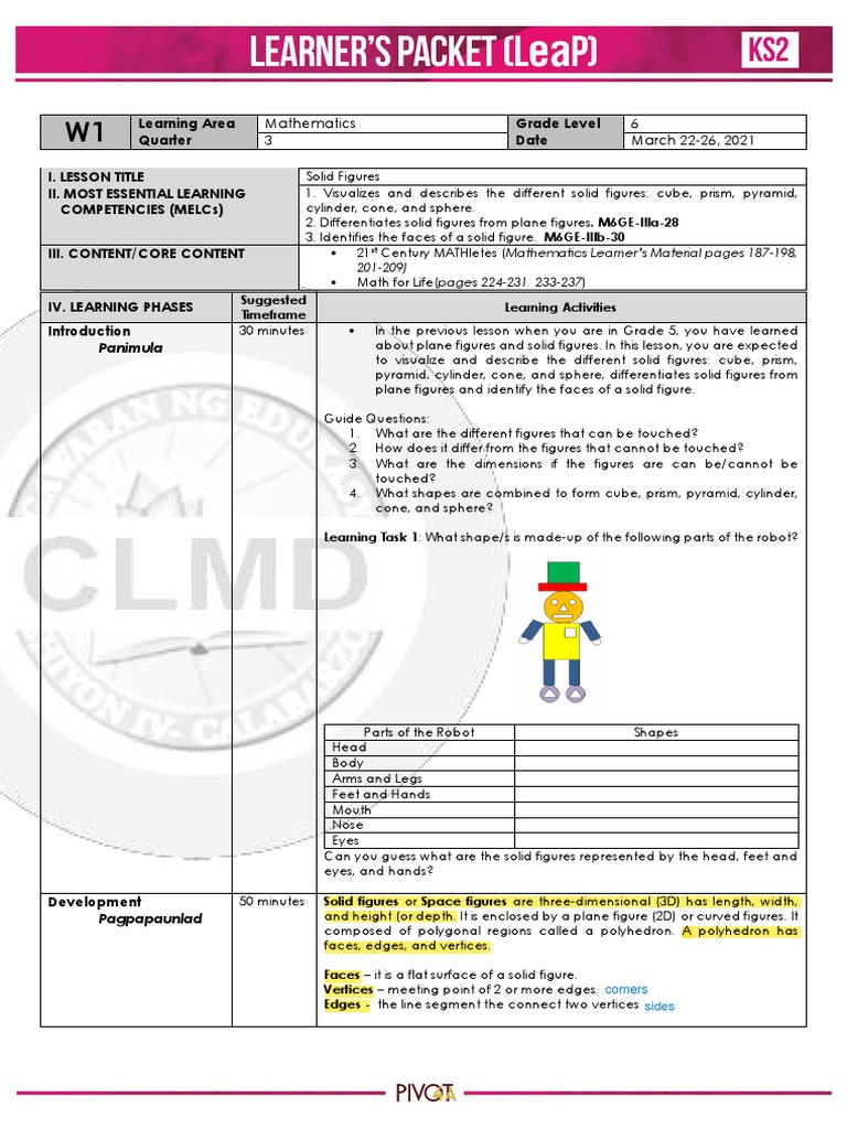 Math Grade 6 Quarter 3 | PDF | Shape | Vertex (Geometry)