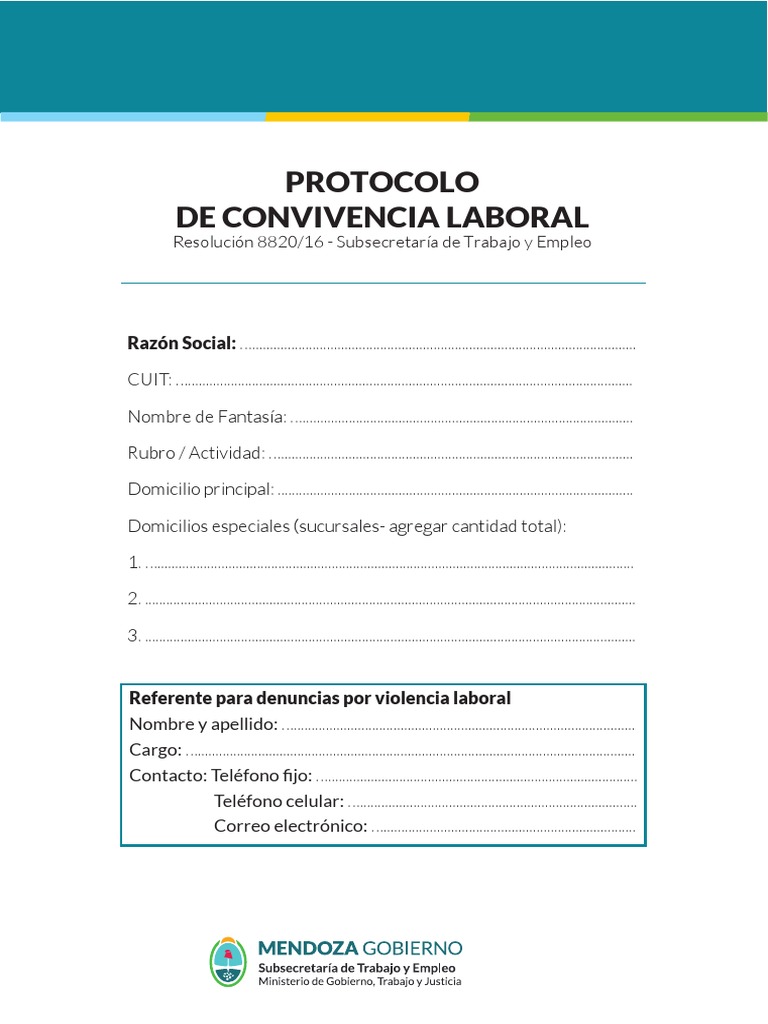 Protocolo de Convivencia Laboral Modelo 9 2 2022 | PDF