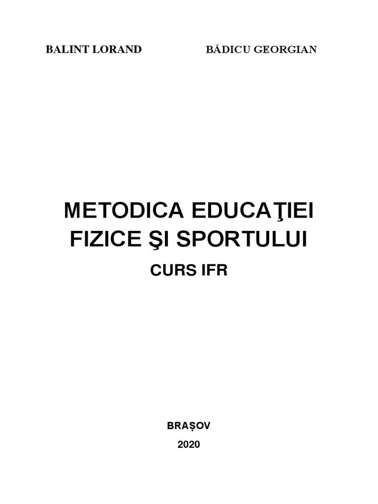 Metodica Educatiei Fizice Si Sportului | PDF