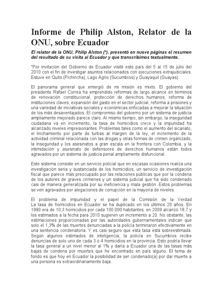 Informe de Philip Alston | PDF